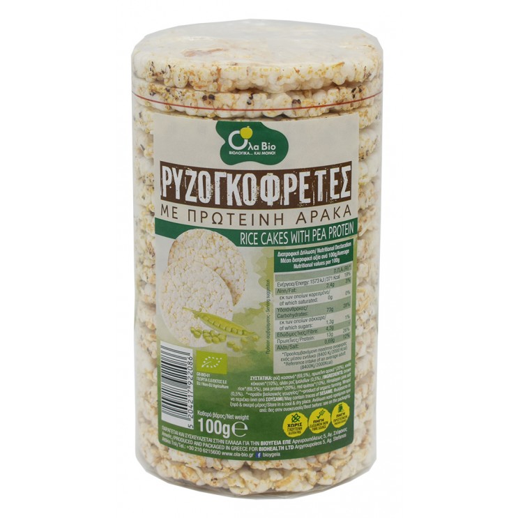 Βιολογικές Ρυζογκοφρετες με πρωτεΐνη Αρακά και Κινοα 100gr Ola Bio